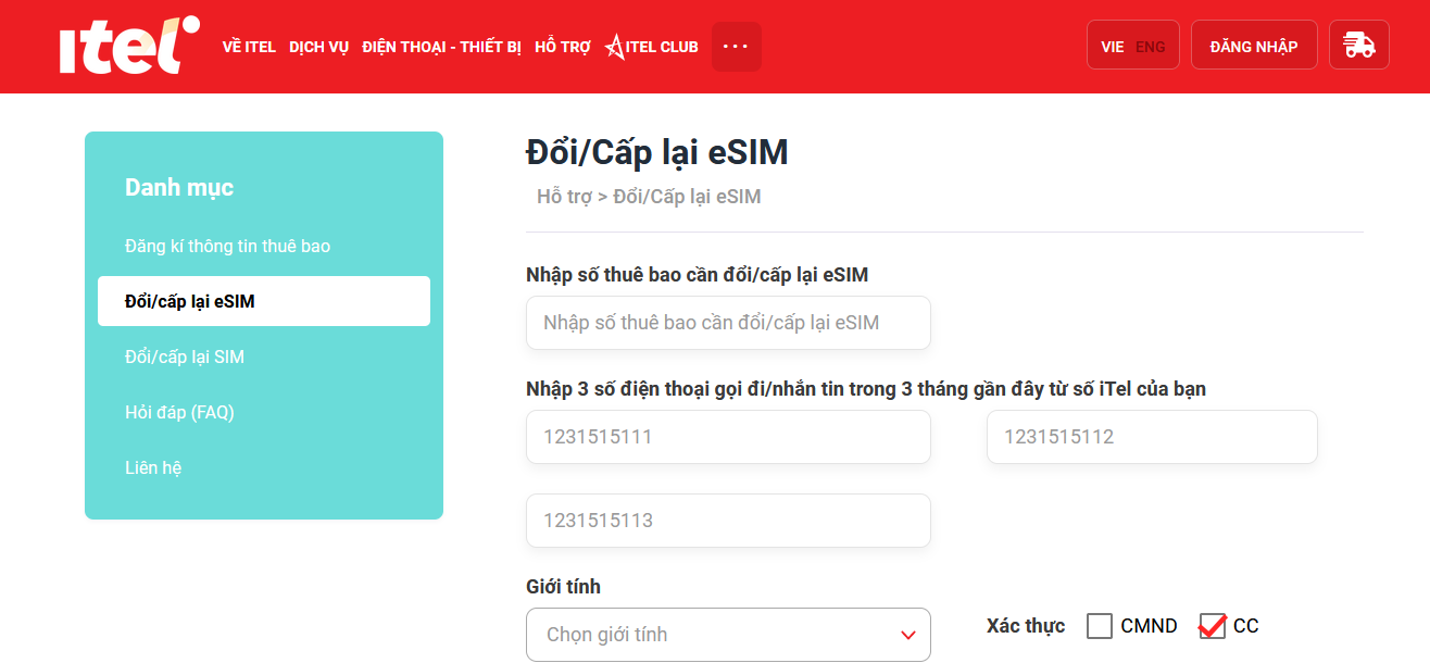 Cấp/ đổi esim Itel đơn giản | Tổng Đài iTelecom